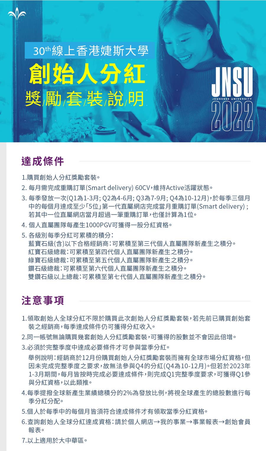 第30屆香港婕斯大學 創始人分紅獎勵套裝